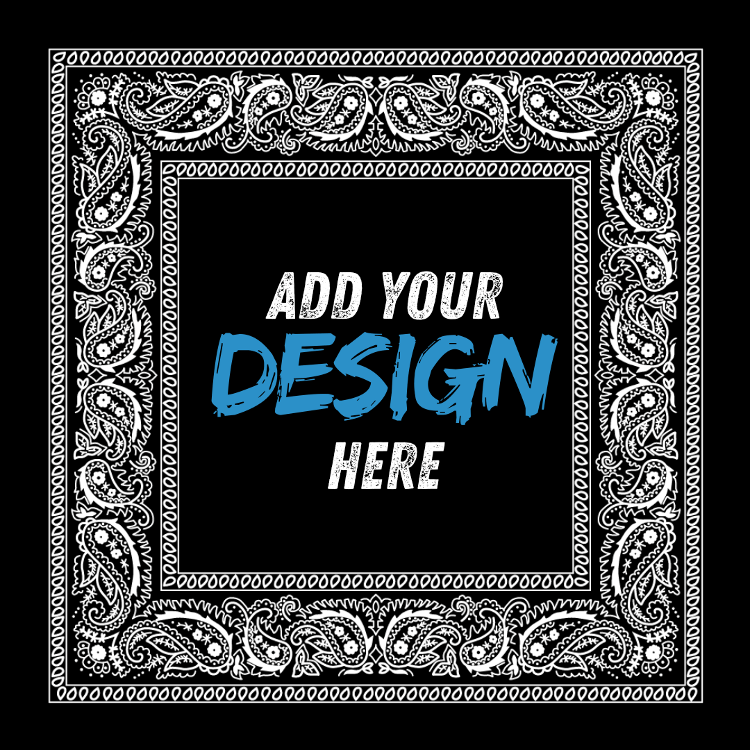 Custom Bandana Open Center Paisley, 22x22, 100% Cotton - Digital Print